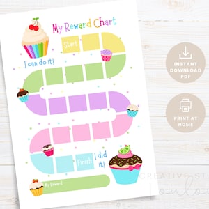 Reward Chart for Kids Printable Cupcakes Sticker Chart Preschool Child ...