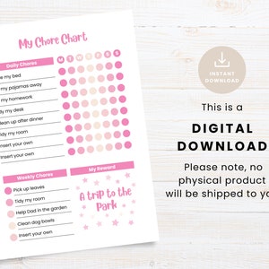 Chore Chart Template Chore Chart for Kids Pink Chore Chart Printable ...