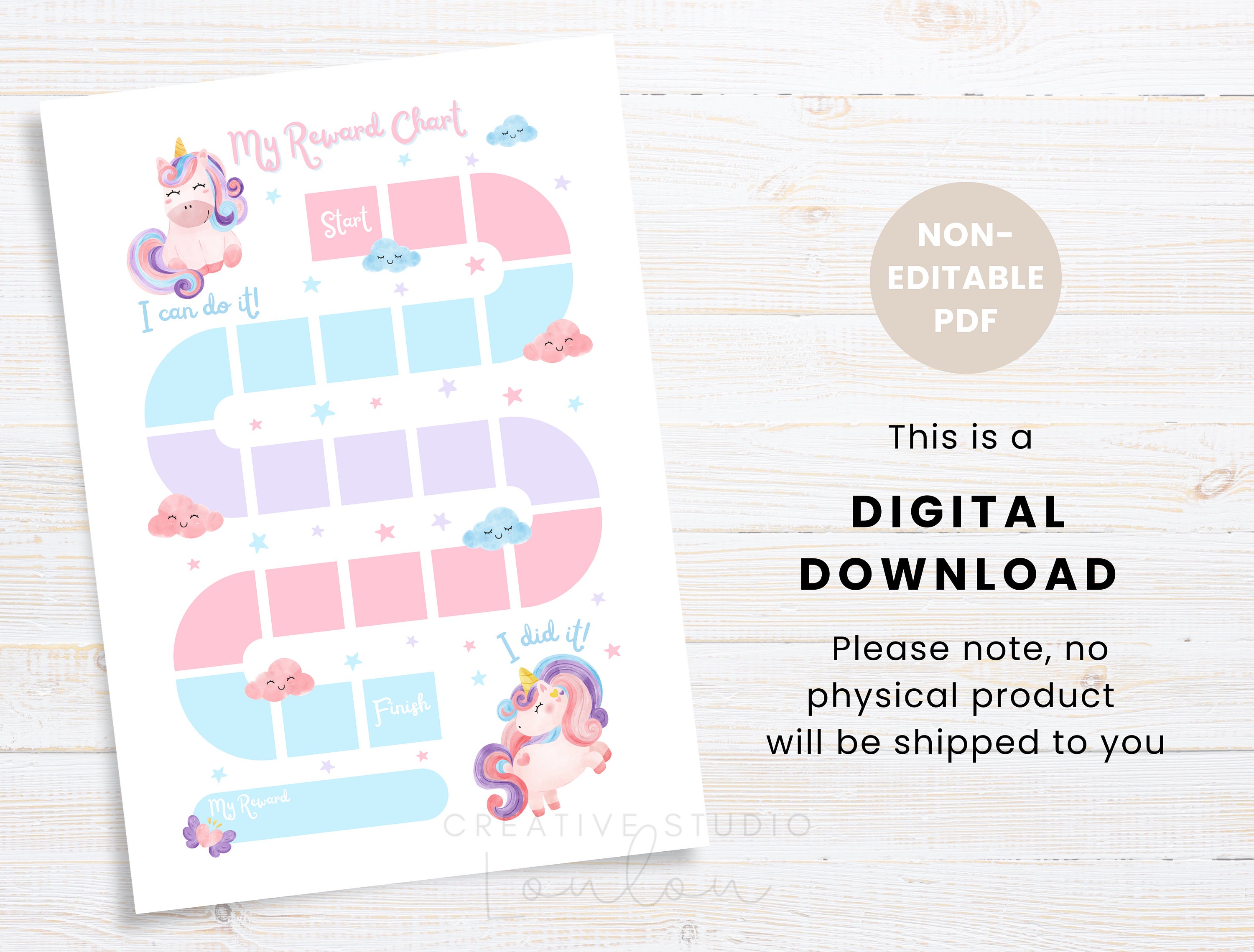 Reward Chart Unicorn Girl Sticker Chart Kids Behavior Chart Printable ...