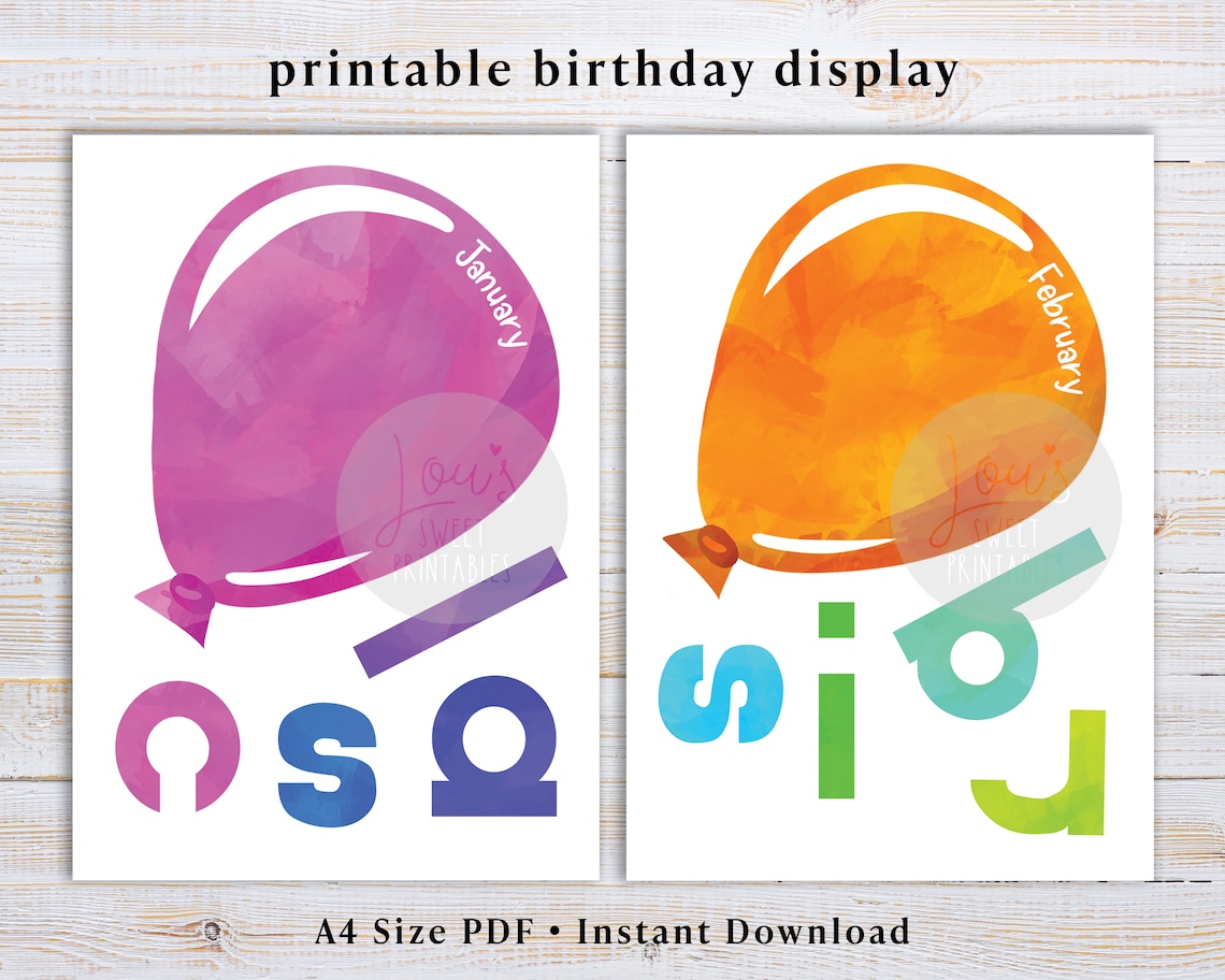 Classroom Birthday Display Printable Balloon Birthday Board - Etsy Canada