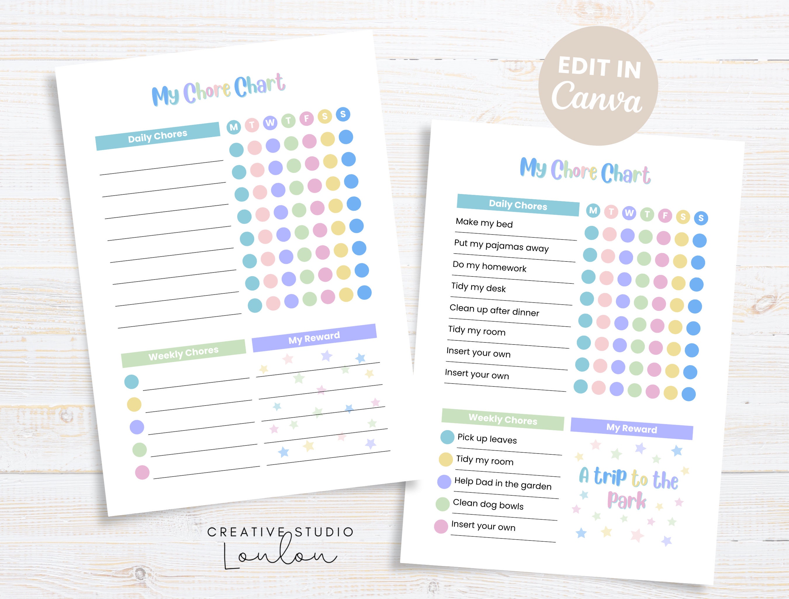 Chore Chart for Kids Editable Chore Chart Printable Household Tasks ...