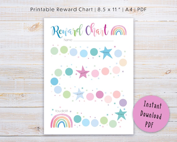 Printable Rainbow Reward Chart Rainbow Sticker Chart Instant | Etsy