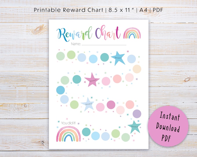 Printable Kids Reward Chart Printable Rainbow Sticker Chart for Kids ...