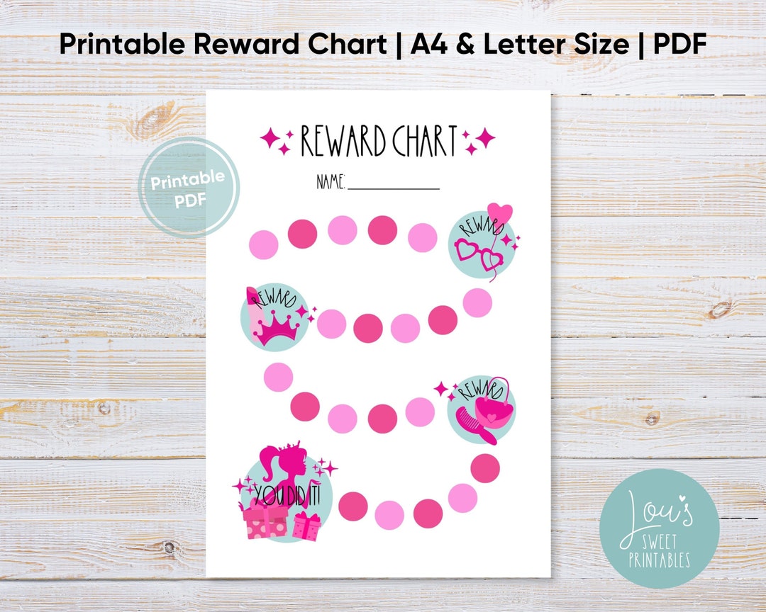 Printable Pink Doll Reward Chart, Princess Sticker Chart, Instant ...