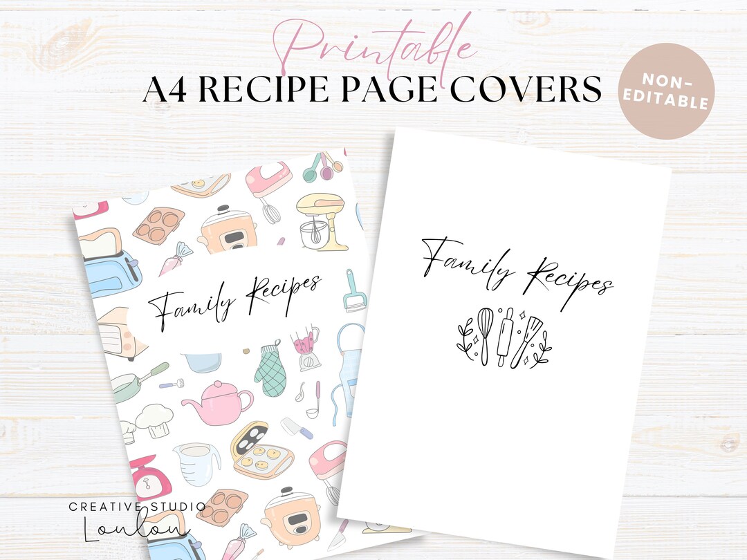 Recipe Page Cover Family Recipes Binder Cover Page Cookbook Cover ...