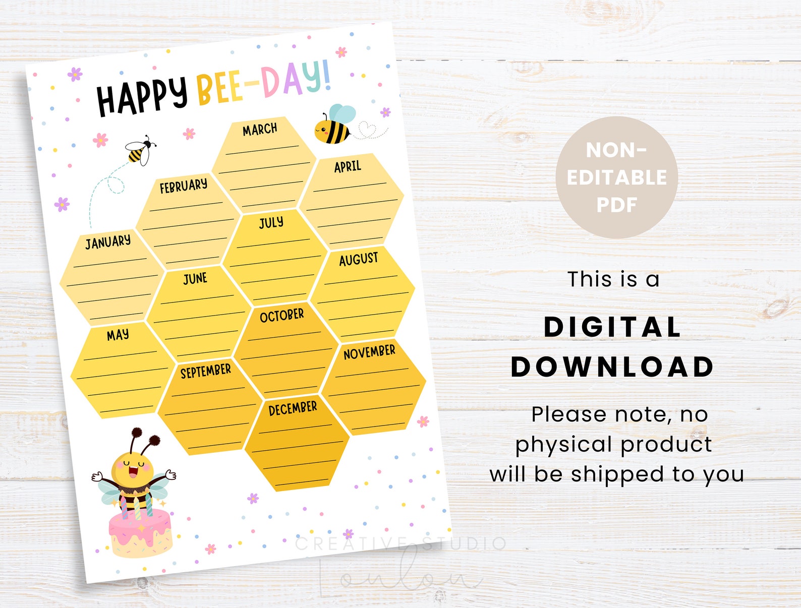 Birthday Calendar for Classroom Kids Birthday Tracker Printable for Bee ...