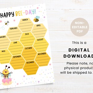 Bee Birthday Calendar: Classroom Printable Poster (digital Download) - Etsy