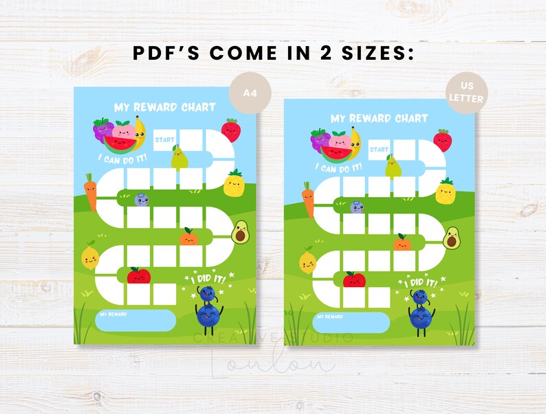 Reward Chart for Kids Printable Reward Chart Fruit Sticker Chart ...