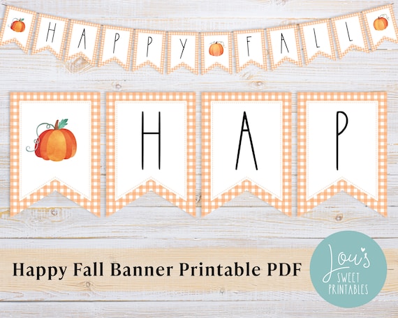 Happy Fall Banner Printable Fall Banner Mantel Décor - Etsy Finland