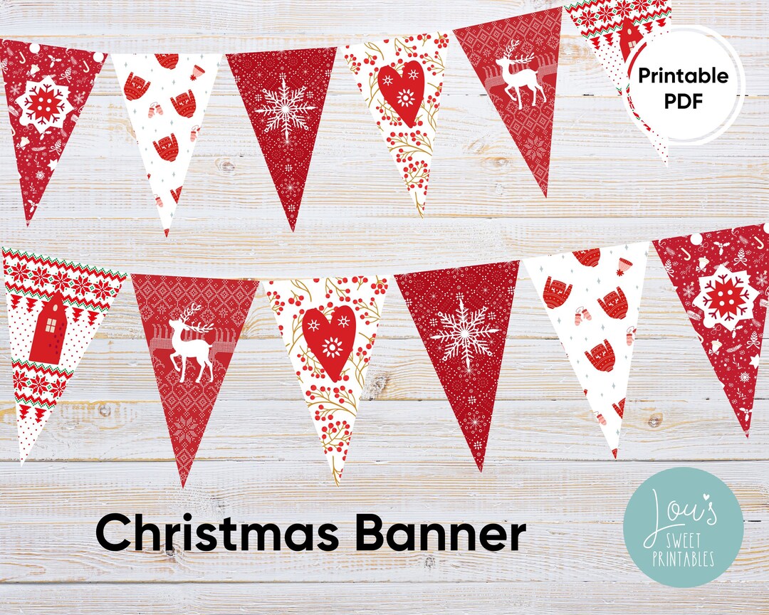 Christmas Pennant Banner: Holiday Bunting Printable (PDF) - Etsy