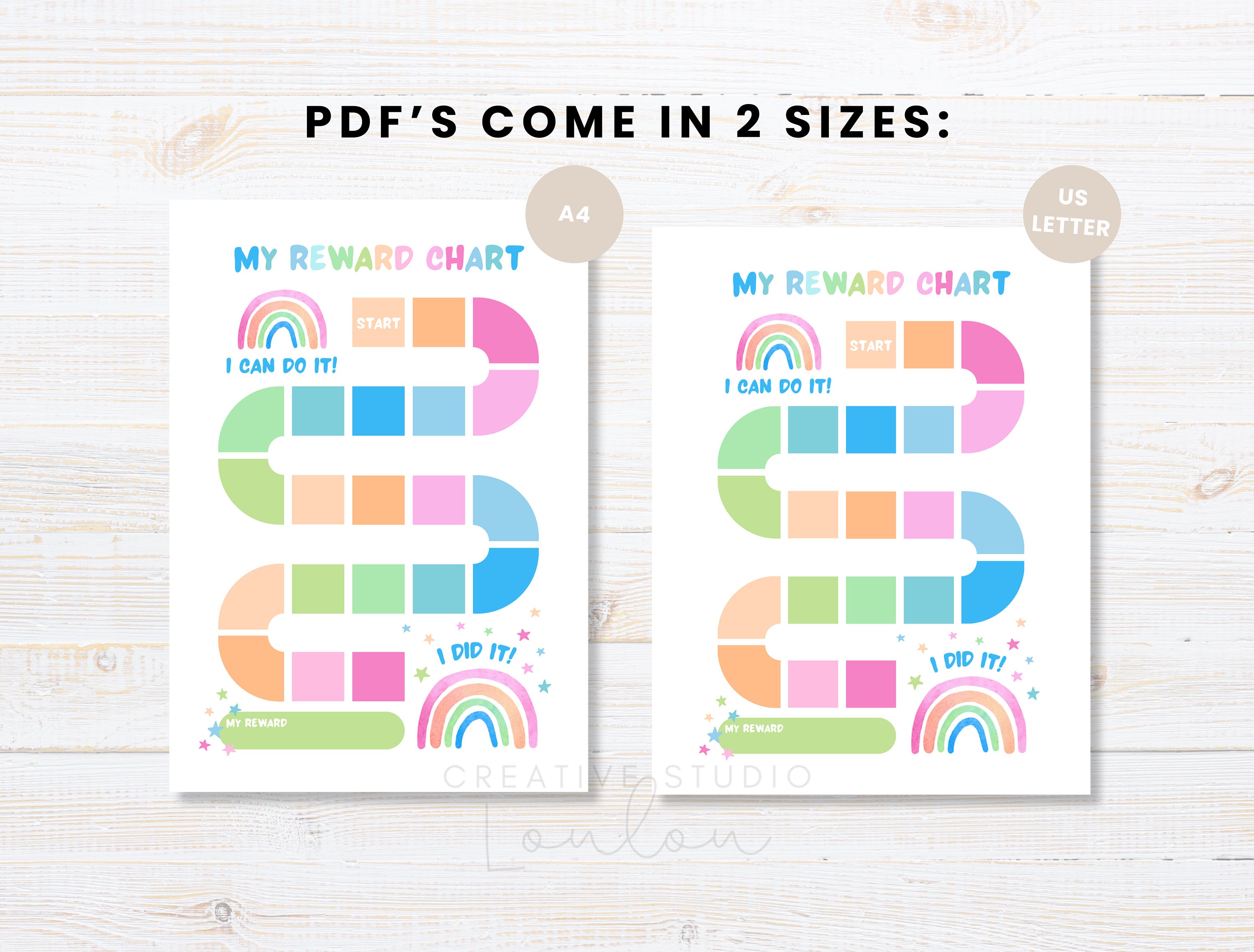 Kids Reward Chart Printable Rainbow Sticker Chart Behavior Chart ...