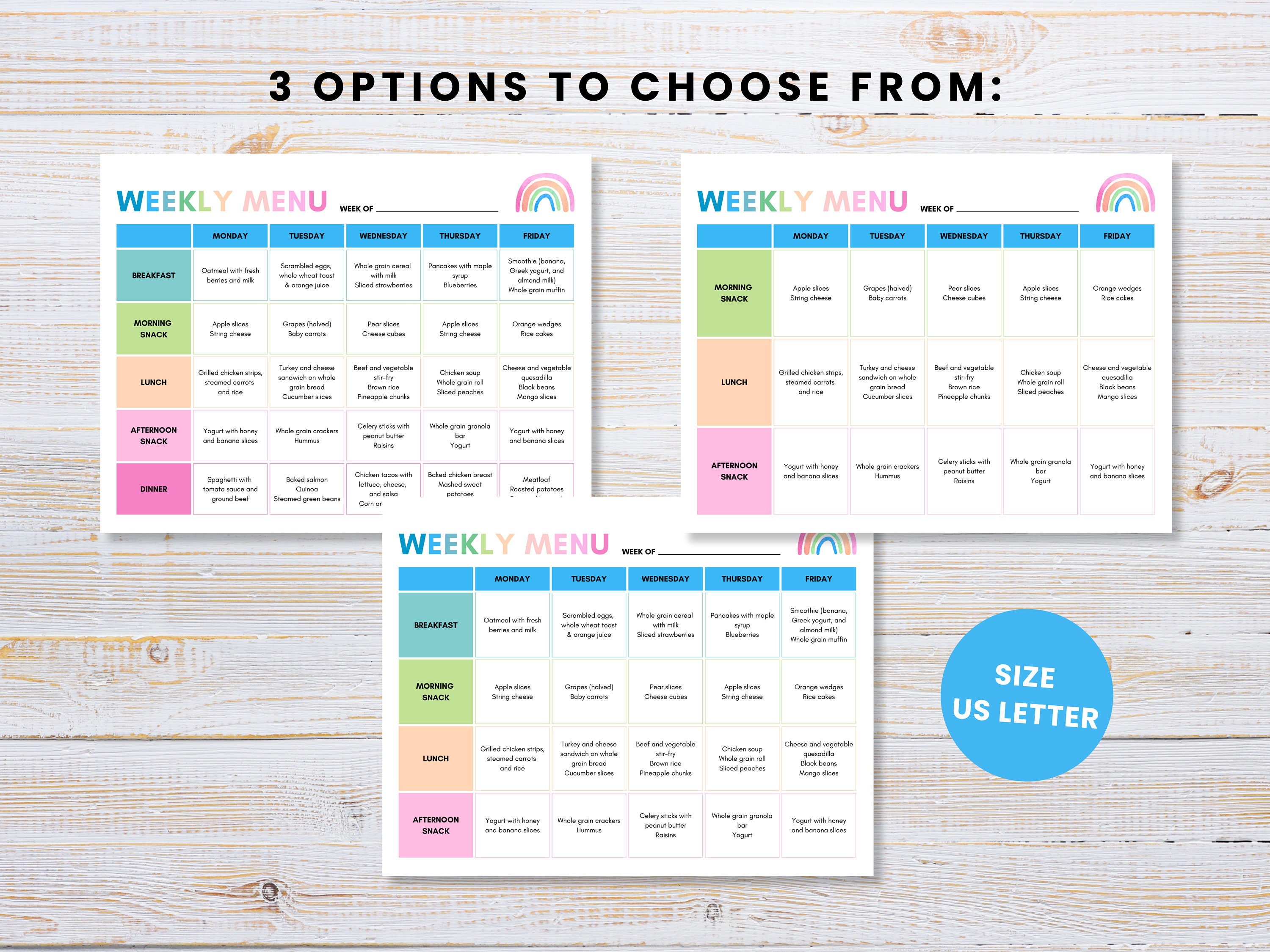 Daycare Weekly Menu Planner: Editable Canva Template (US Letter) - Etsy