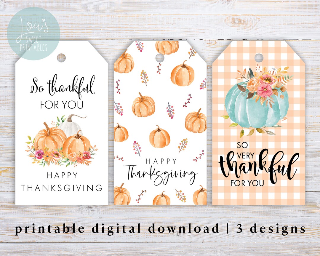 Thanksgiving Gift Tag Printable, so Thankful for You Cookie Tag, Happy ...