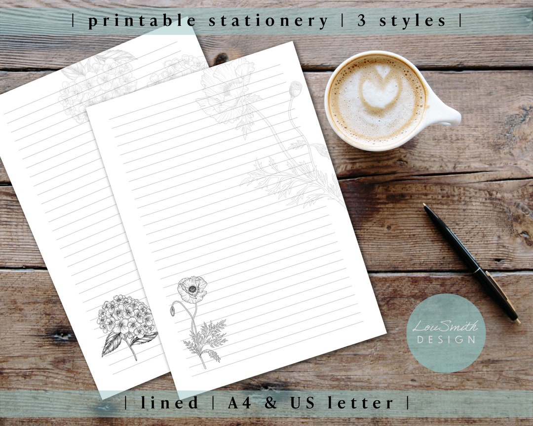 Stationery Paper for Letter Writing Printable Note Paper Botanical ...