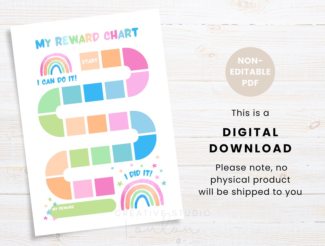 Kids Reward Chart Printable Rainbow Sticker Chart Behavior Chart ...