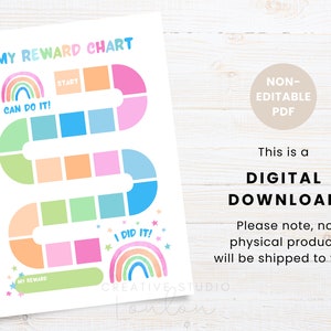Kids Reward Chart Printable Rainbow Sticker Chart Behavior Chart ...