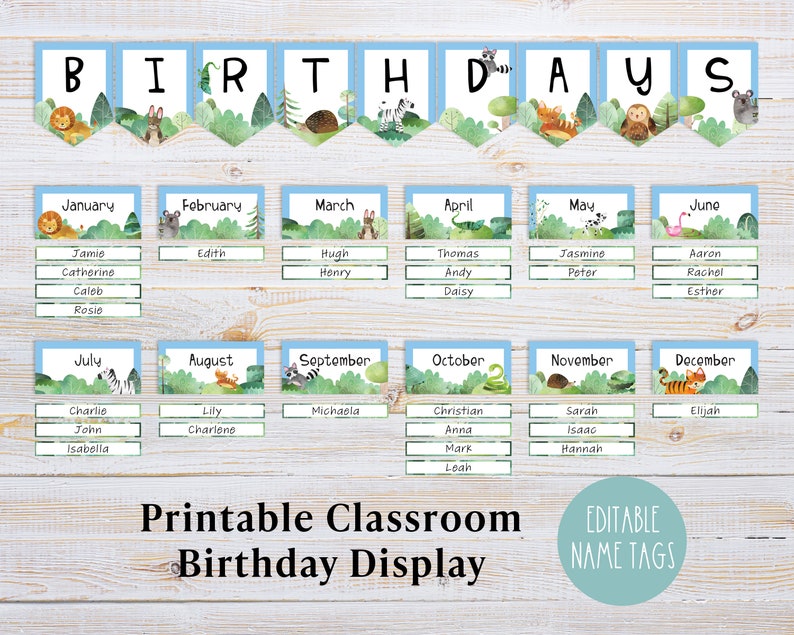 Classroom Birthday Display, Printable Birthday Board, Birthday Sign Cut ...
