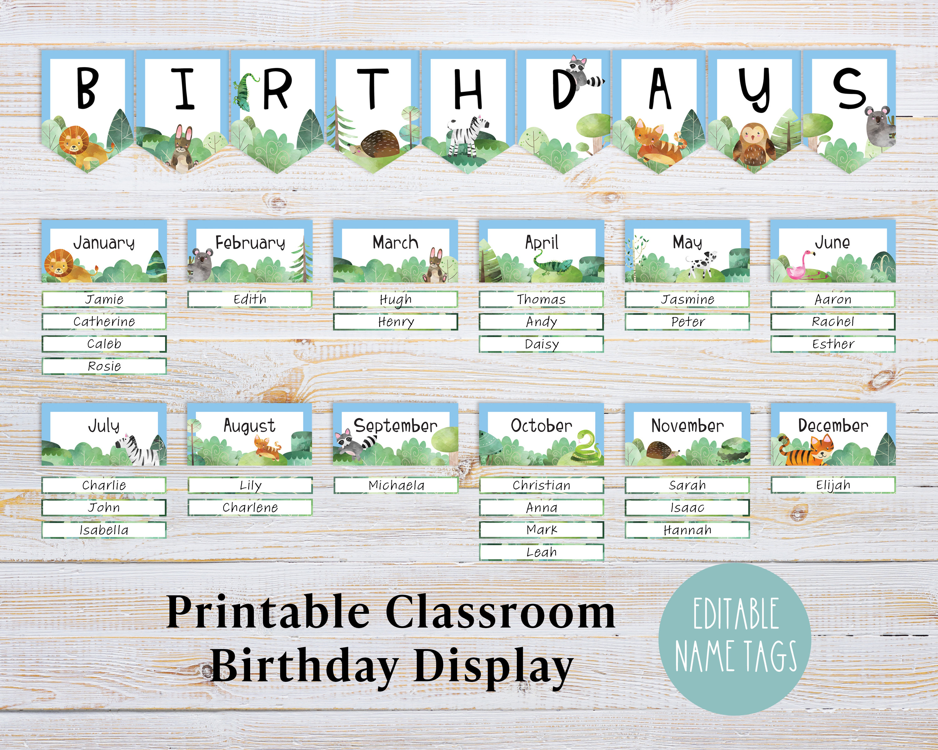 Classroom Birthday Display, Printable Birthday Board, Birthday Sign Cut ...