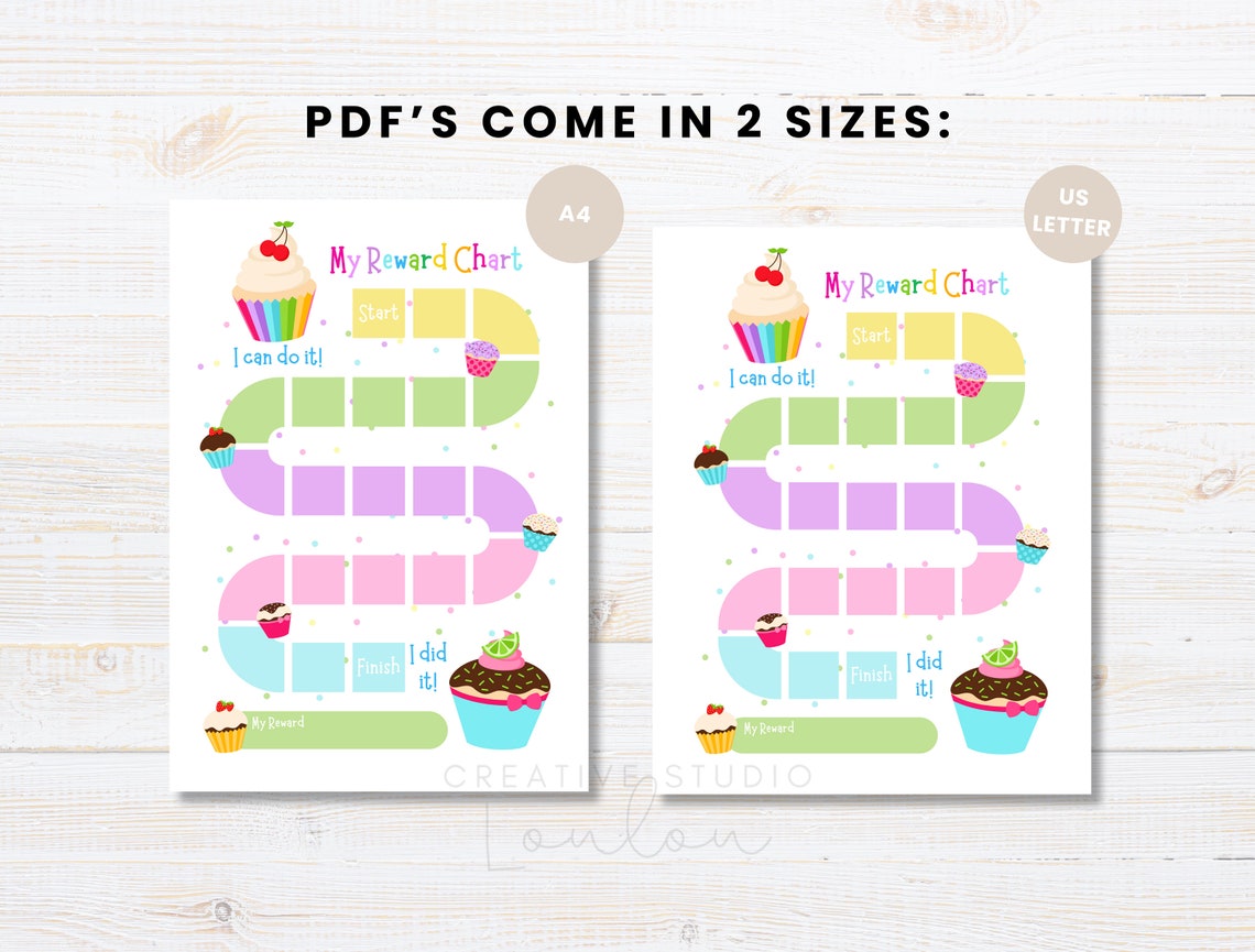 Reward Chart for Kids Printable Cupcakes Sticker Chart Preschool Child ...