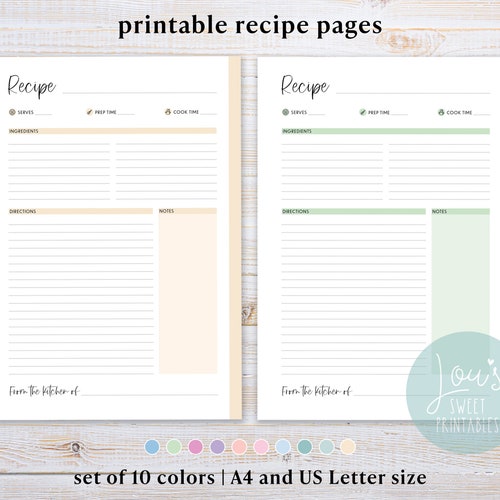 4x6 or 5x7 Recipe Card Sheet Protectors for Full Size Recipe | Etsy