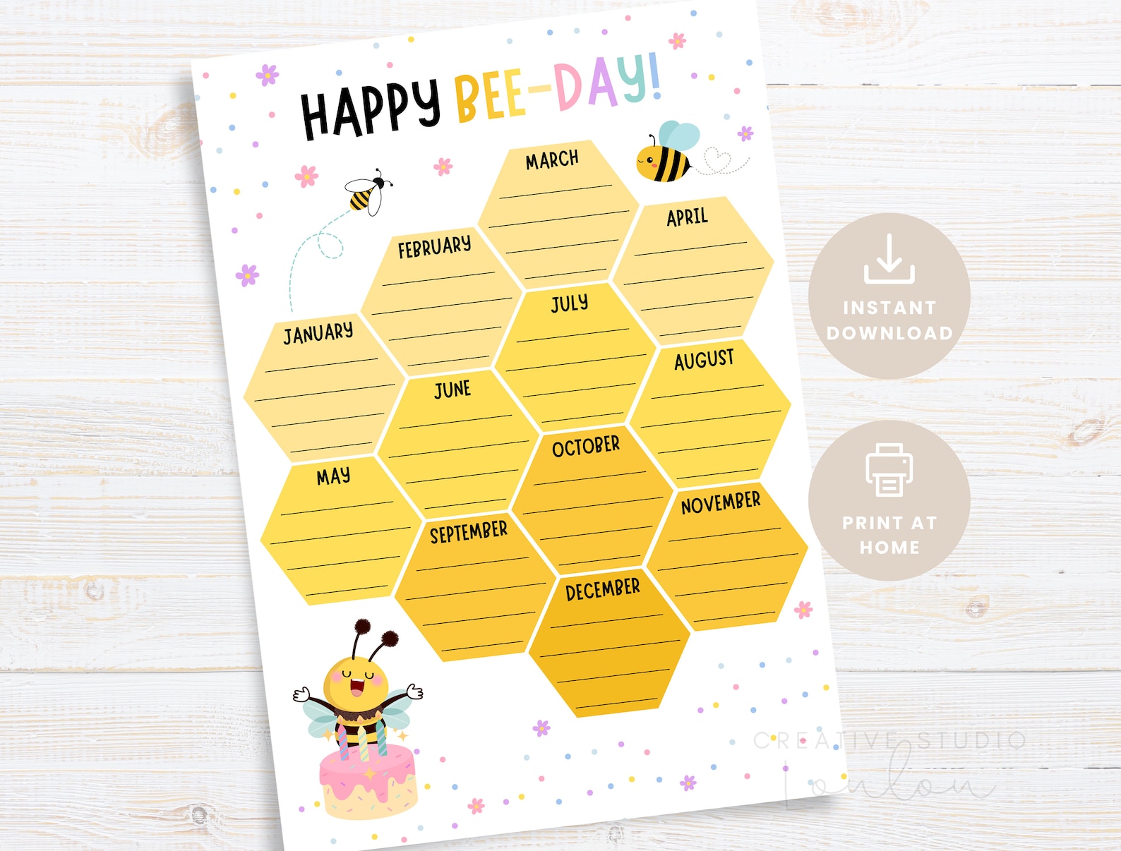 Bee Birthday Calendar: Classroom Printable Poster (digital Download) - Etsy