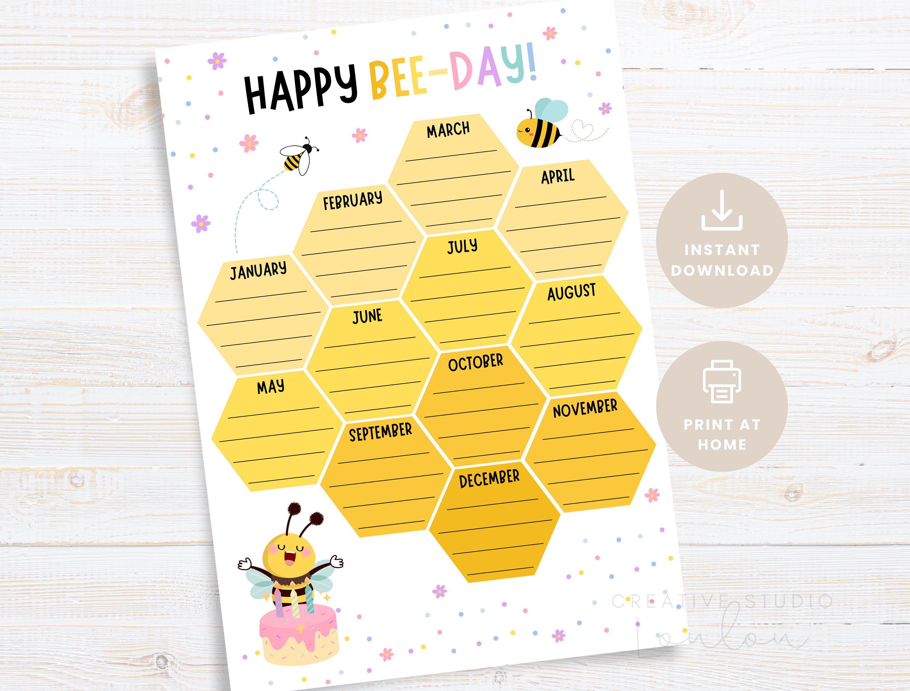 Bee Birthday Calendar: Classroom Printable Poster (digital Download) - Etsy