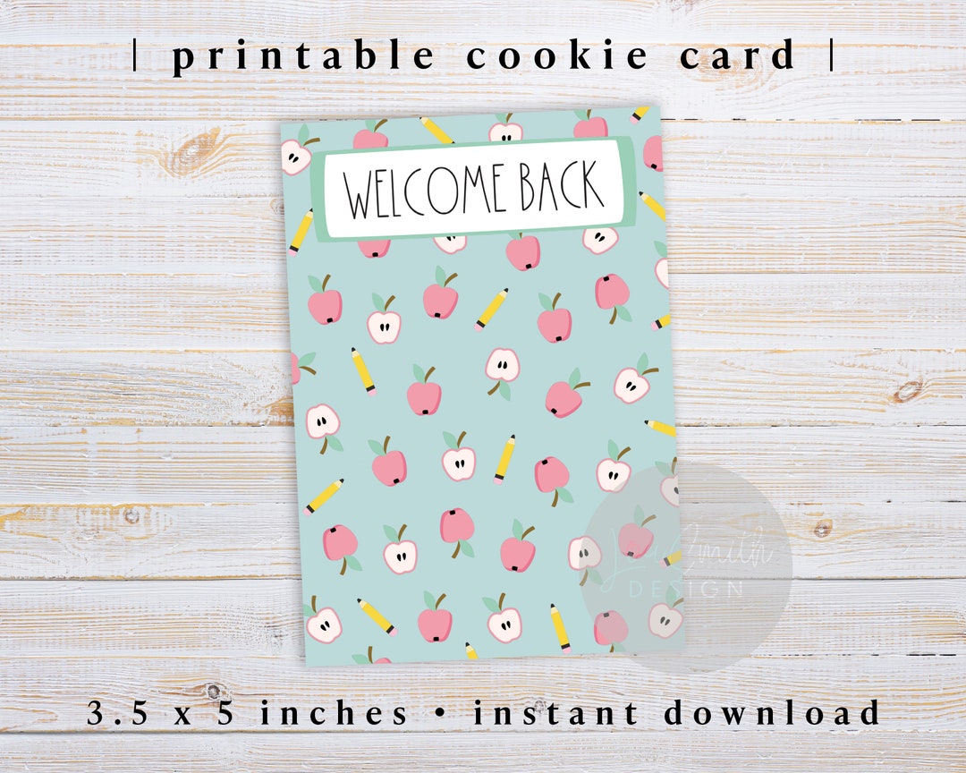 Cookie Card Back to School Printable Welcome Back Cookie Card 3.5 X 5 ...