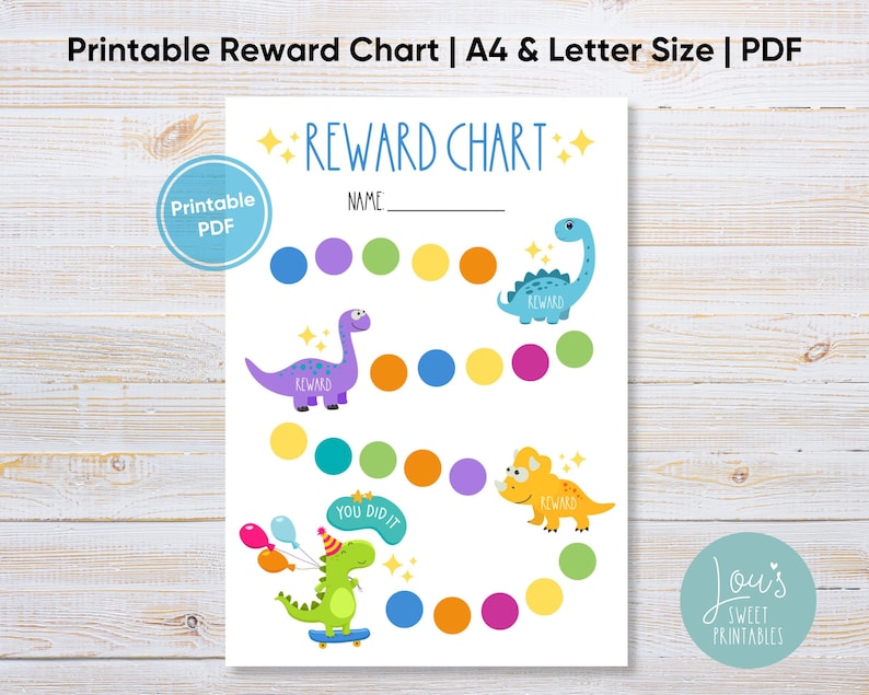 Dinosaur Reward Chart Printable: Kids Behavior & Potty Training ...