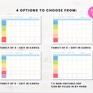 Family Weekly Planner Printable, A4 Schedule, Editable Canva Template ...