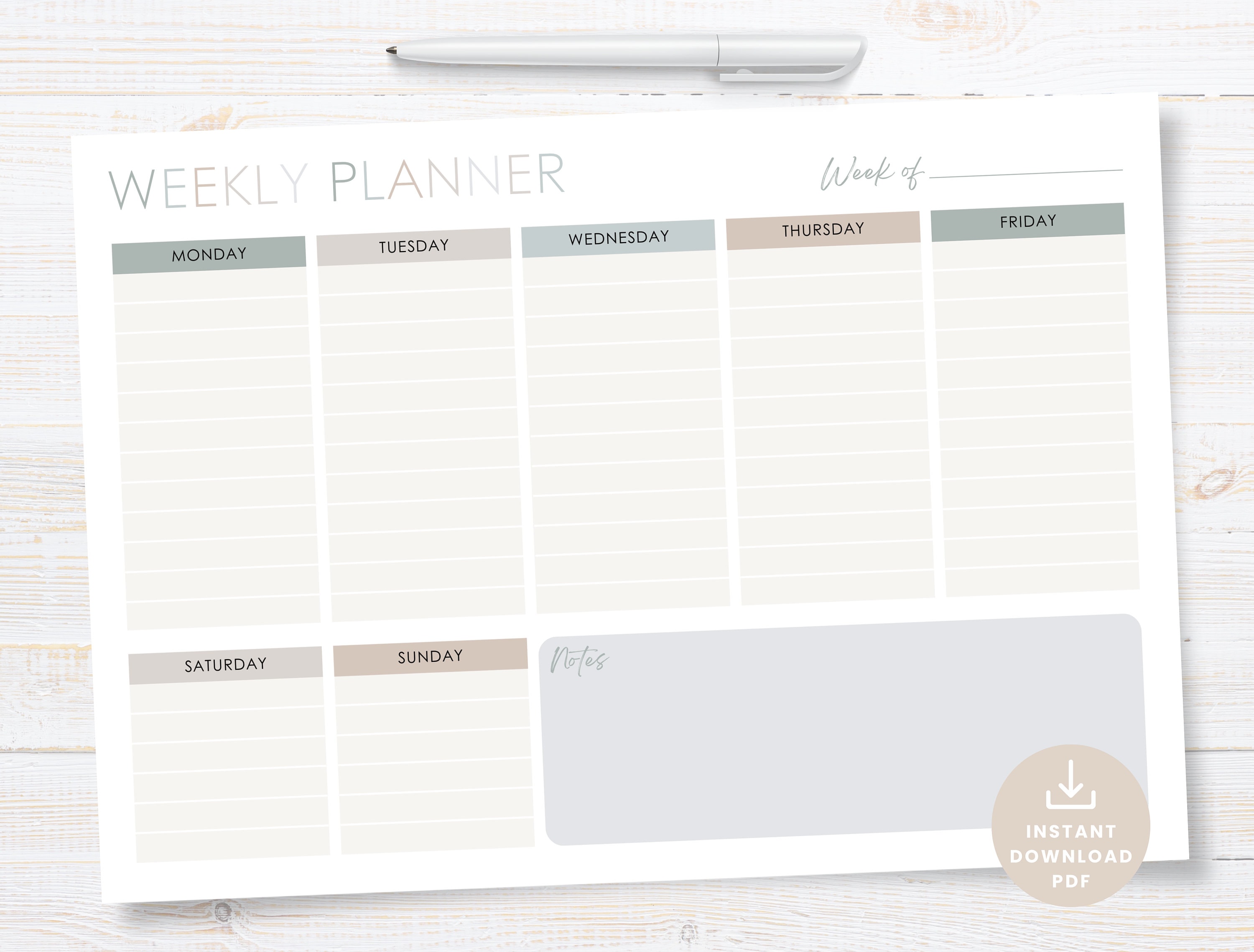Weekly Schedule Printable Weekly Planner Daily Organizer A3 Weekly ...