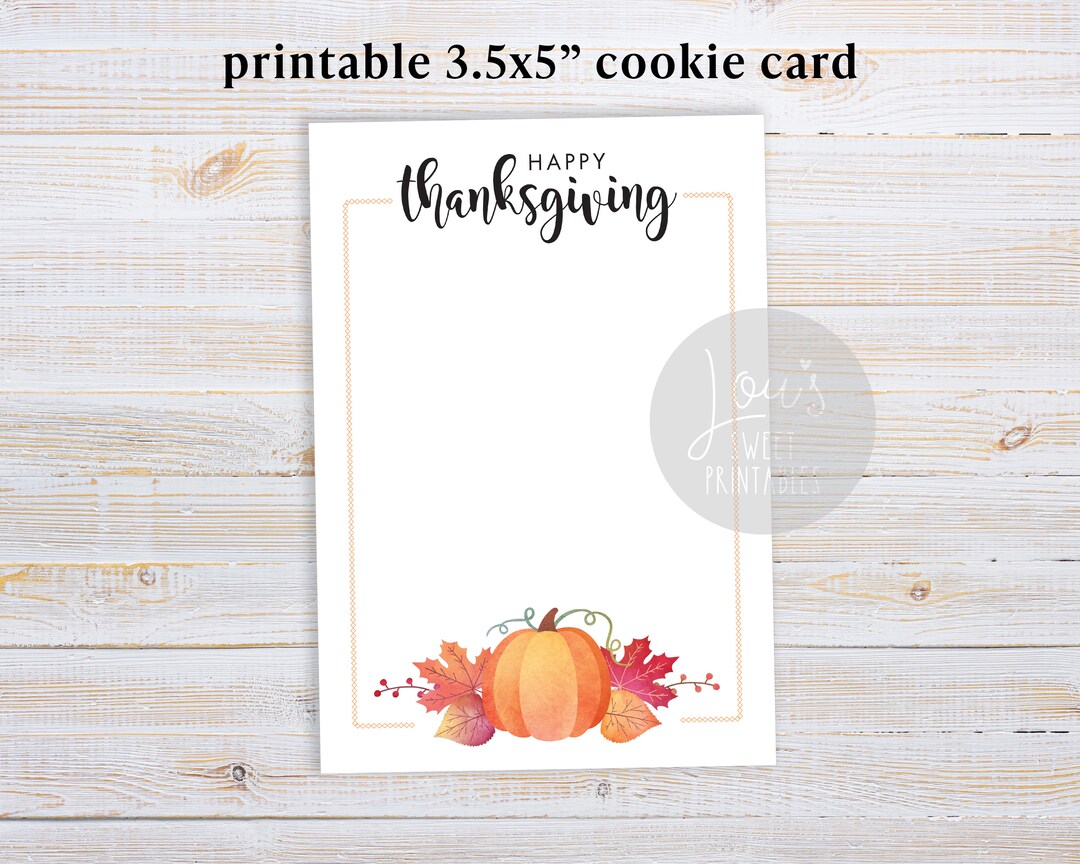 Printable Thanksgiving Cookie Card: Fall Pumpkin Design (digital ...