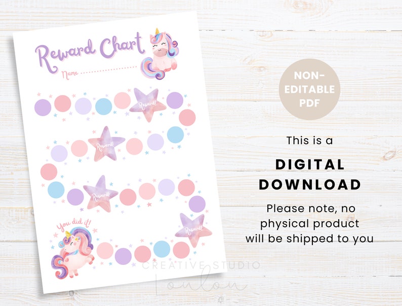 Unicorn Reward Chart: Kids Behavior, Potty Training (PDF Download) - Etsy