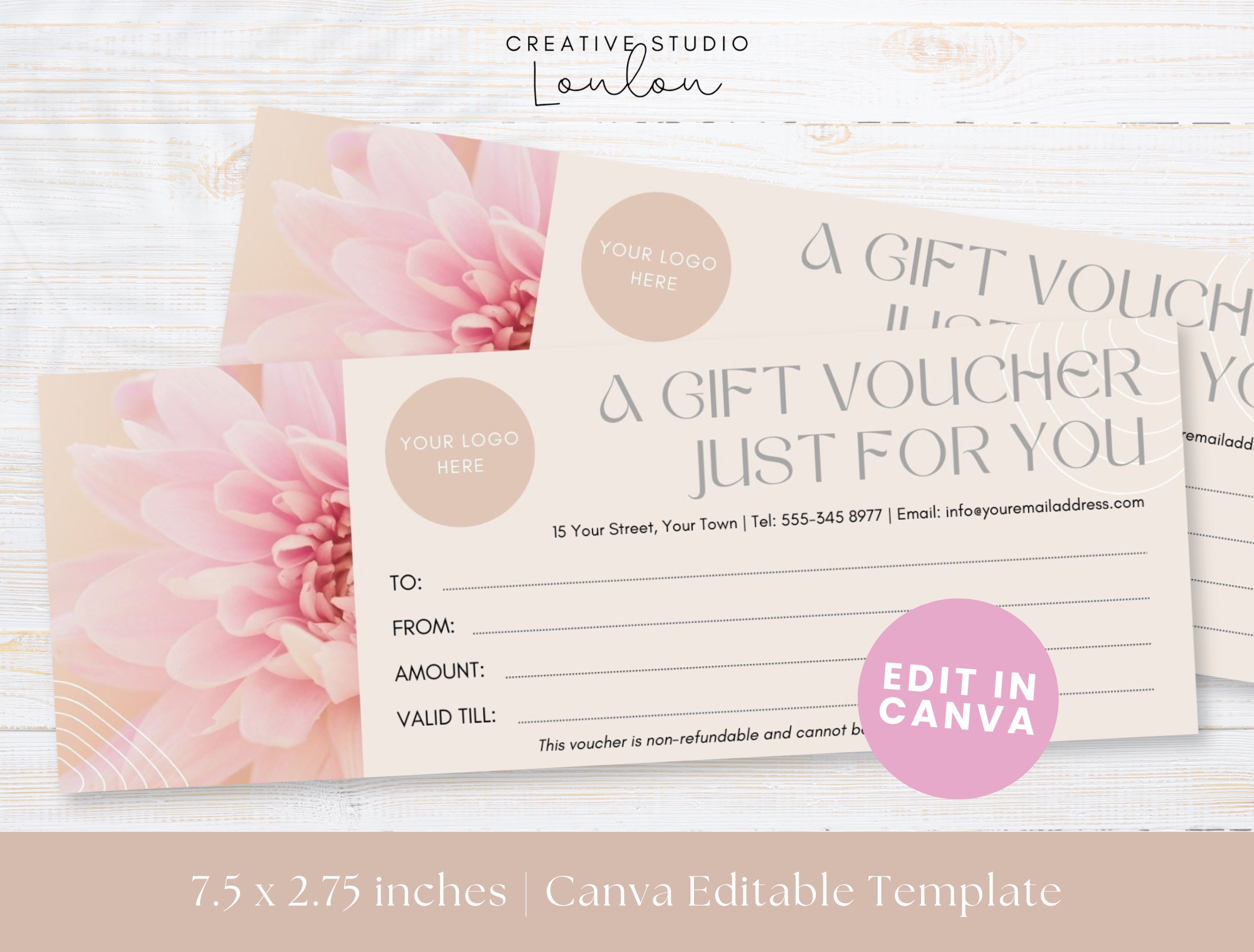 Editable Gift Voucher, Printable Gift Certificate, Canva Editable ...
