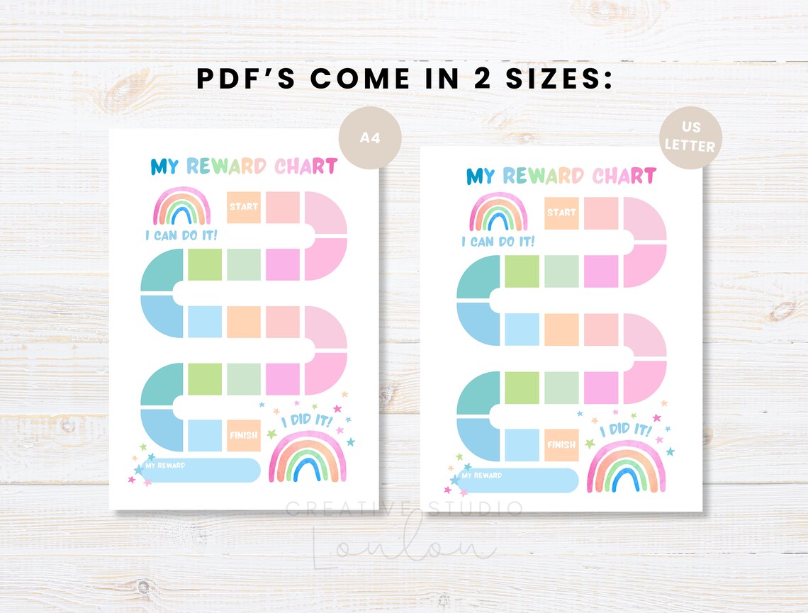 Kids Reward Chart Printable Rainbow Sticker Chart Behavior Chart ...