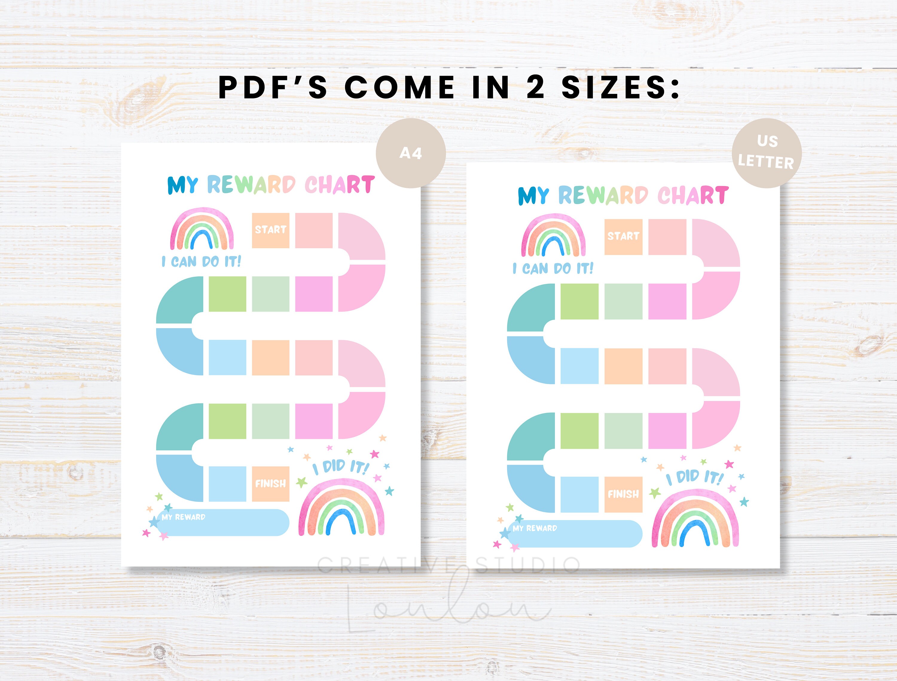 Kids Reward Chart Printable Rainbow Sticker Chart Behavior Chart ...