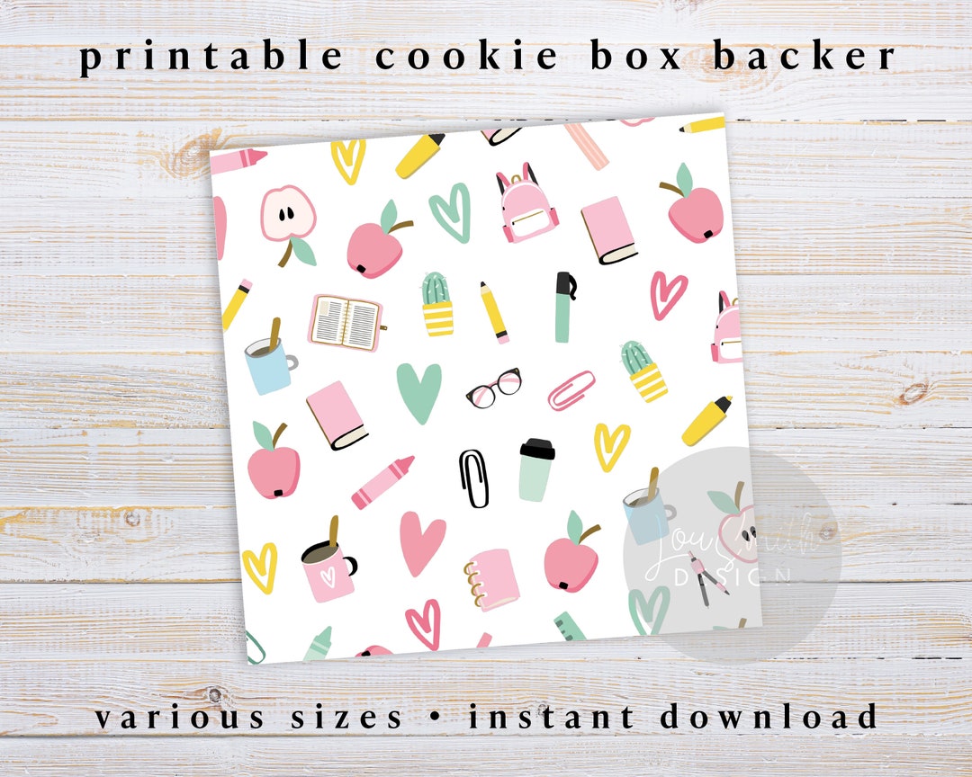 Back to School Cookie Box Backer: Printable Treat Packaging (digital ...