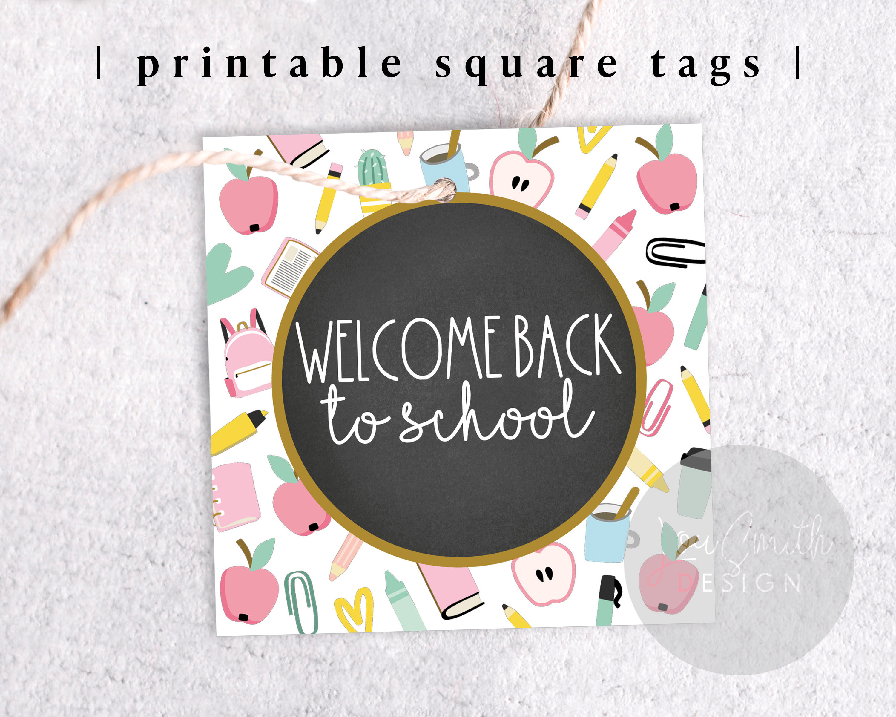 Printable 2 Welcome Back to School Square Cookie Tag - Etsy