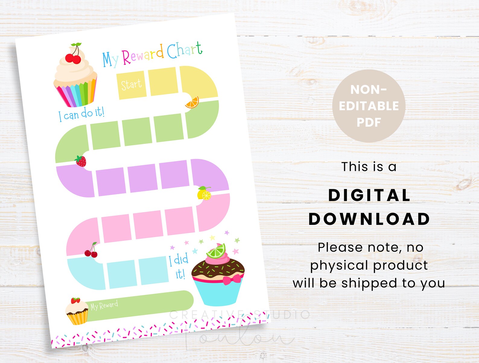 Kids Reward Chart Printable Cupcakes Sticker Chart Preschool Behavior ...