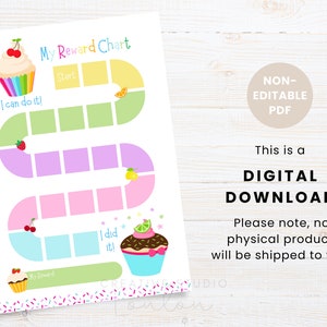 Kids Reward Chart Printable Cupcakes Sticker Chart Preschool Behavior ...