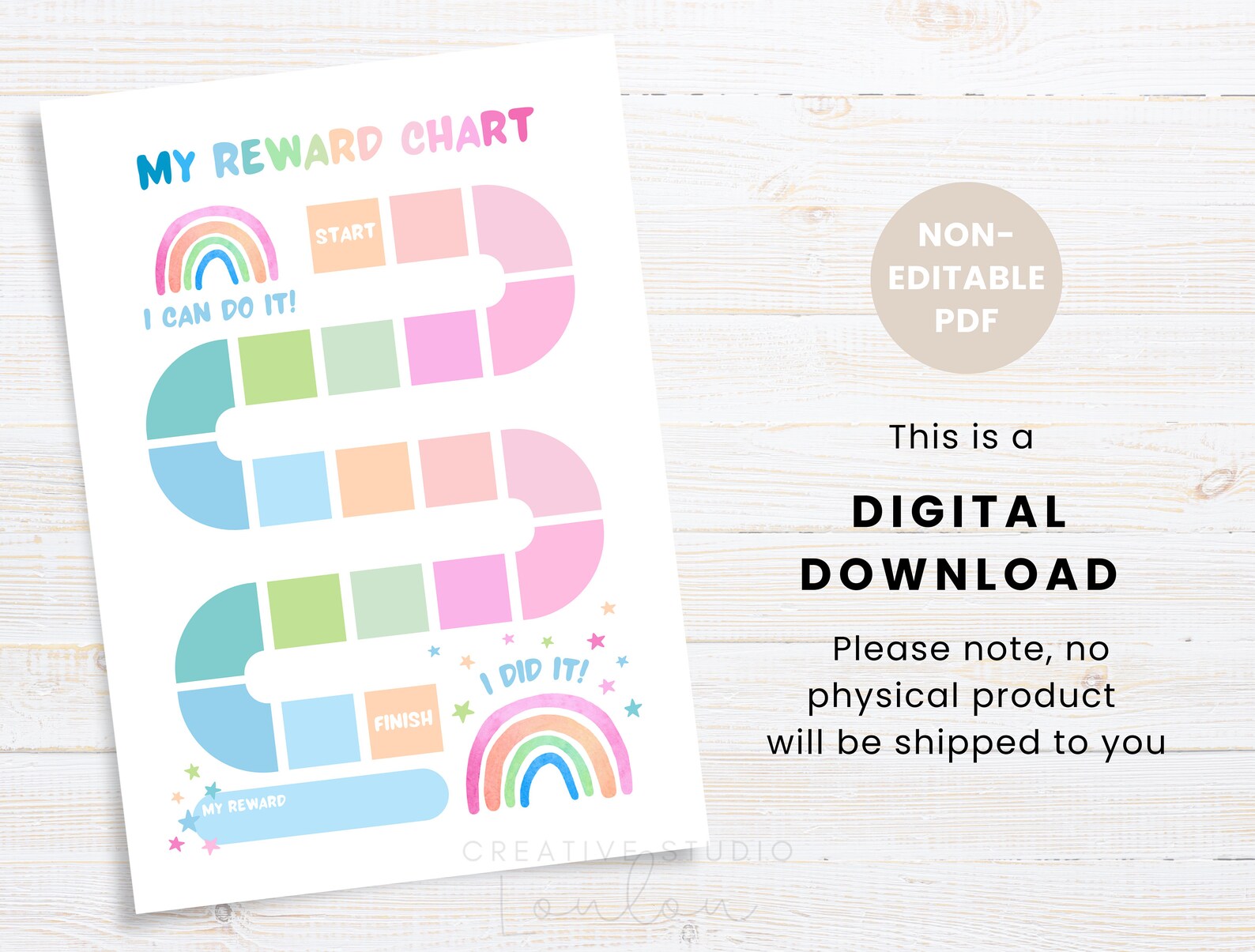 Kids Reward Chart Printable Rainbow Sticker Chart Behavior Chart ...