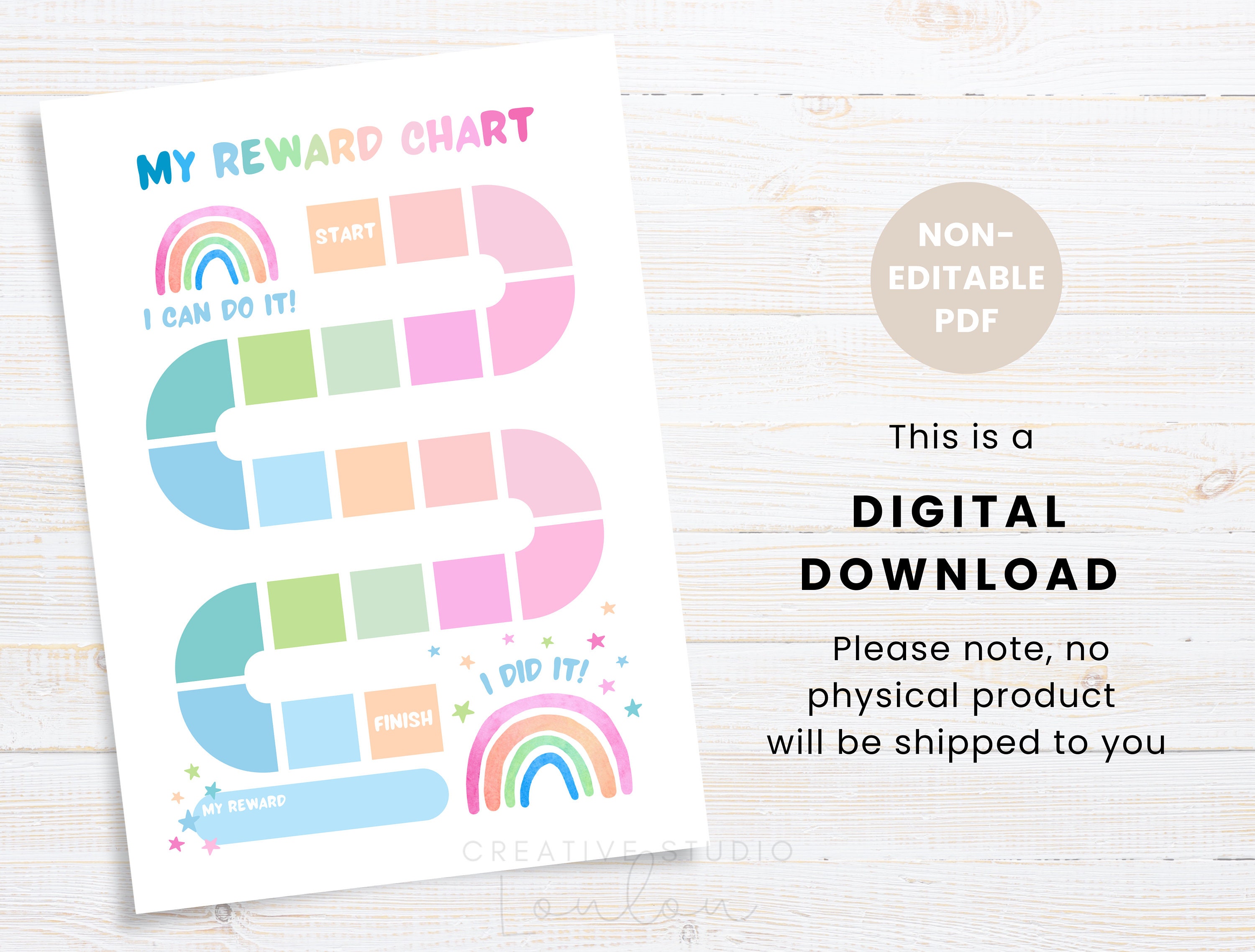Kids Reward Chart Printable Rainbow Sticker Chart Behavior Chart ...