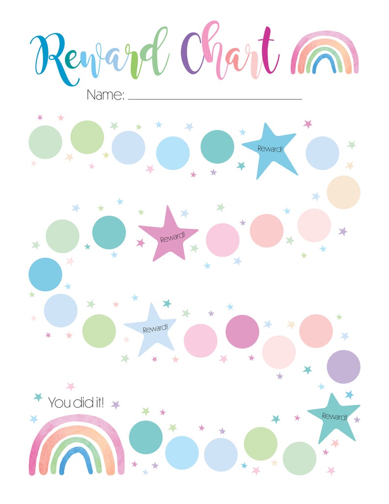 Printable Rainbow Reward Chart Rainbow Sticker Chart Instant - Etsy