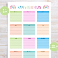 Printable Boho Rainbow Birthday Poster| Printable Classroom Birthday ...