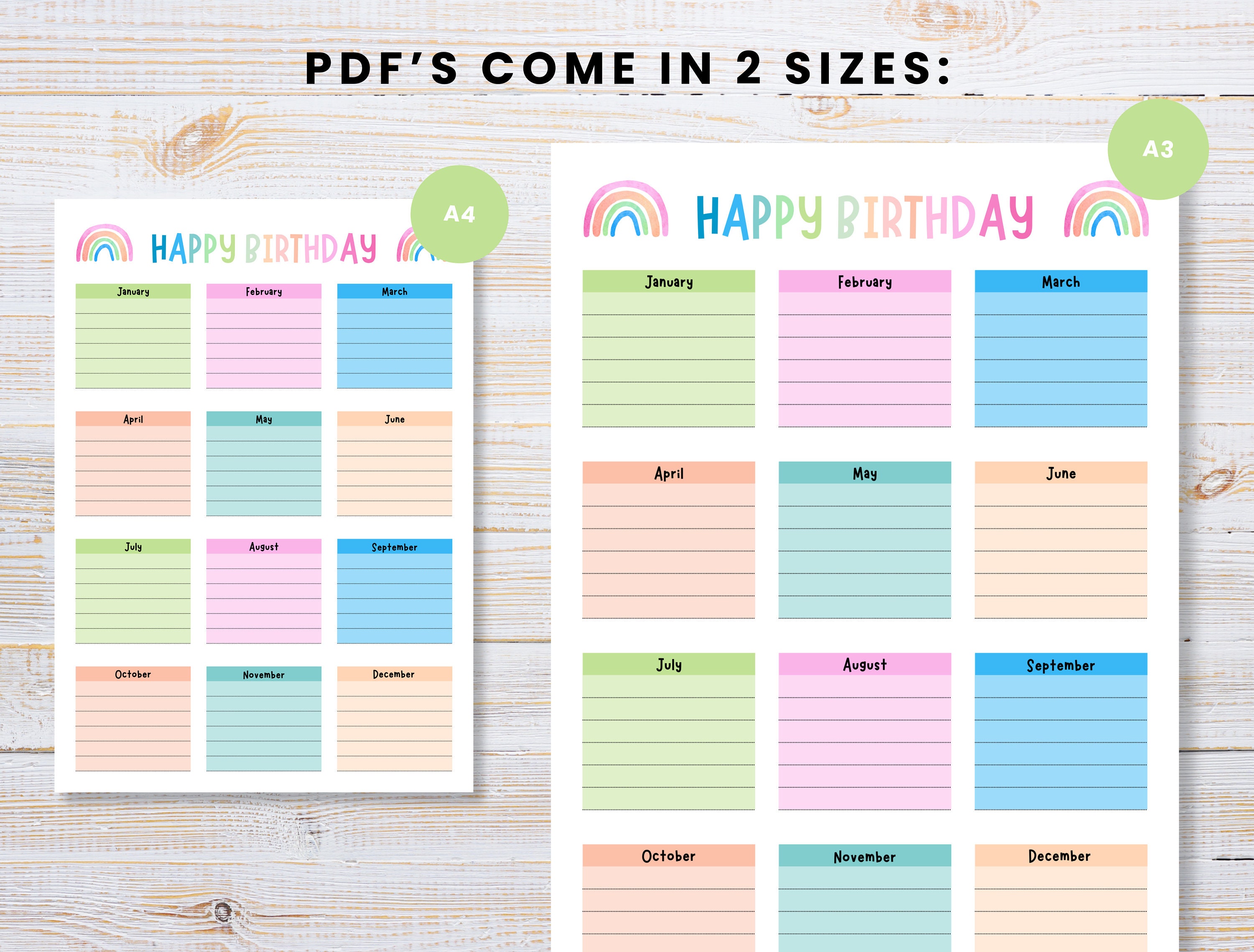 Rainbow Birthday Calendar Printable: Classroom Birthday Tracker (PDF ...