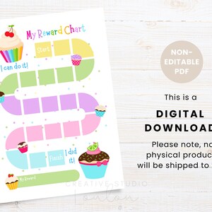 Reward Chart for Kids Printable Cupcakes Sticker Chart Preschool Child ...