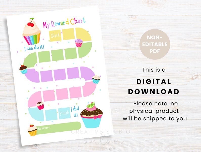 Reward Chart for Kids Printable Cupcakes Sticker Chart Preschool Child ...