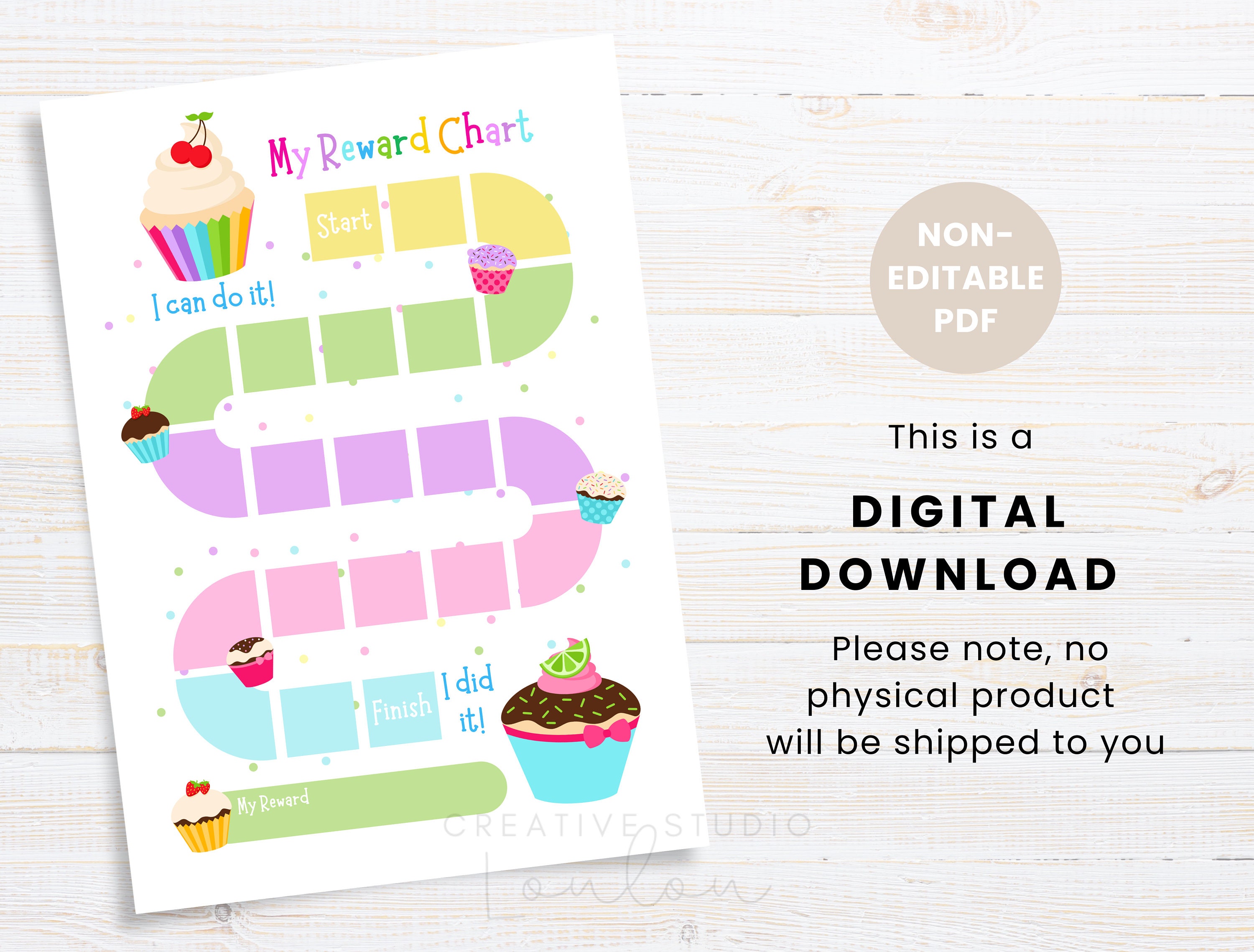 Reward Chart for Kids Printable Cupcakes Sticker Chart Preschool Child ...