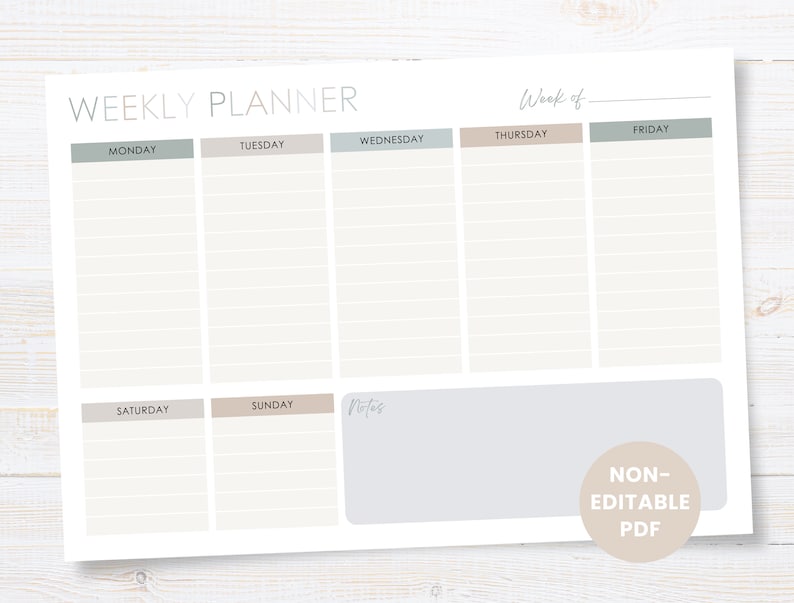 Weekly Schedule Printable Weekly Planner Daily Organizer A3 Weekly ...