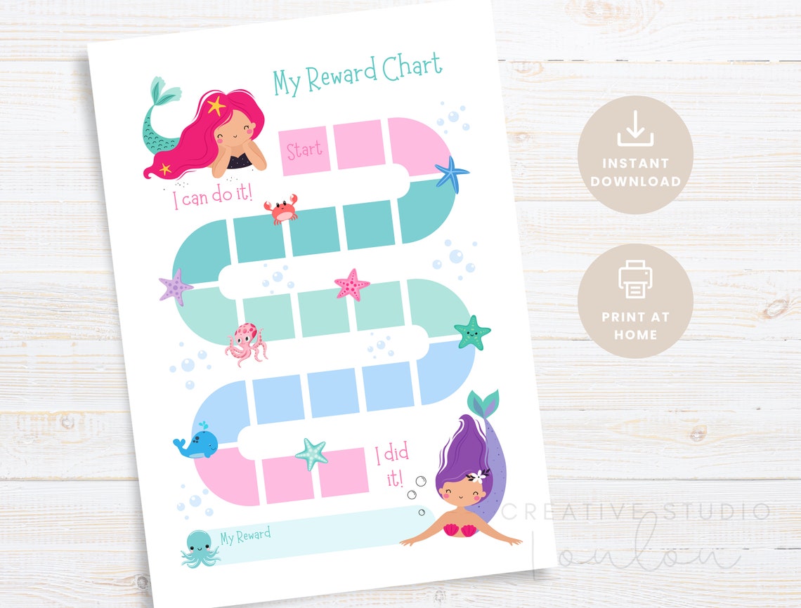 Mermaid Reward Chart: Kids Behavior, Potty Training (PDF Download) - Etsy