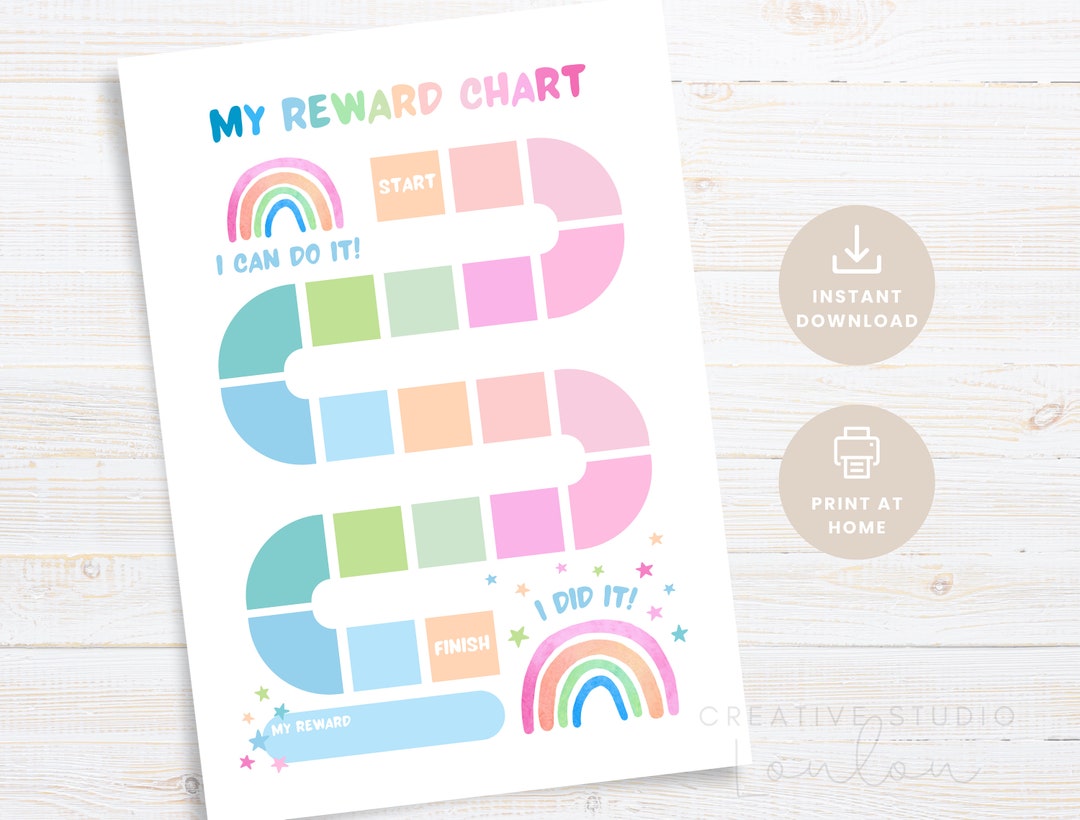 Kids Reward Chart Printable Rainbow Sticker Chart Behavior Chart ...
